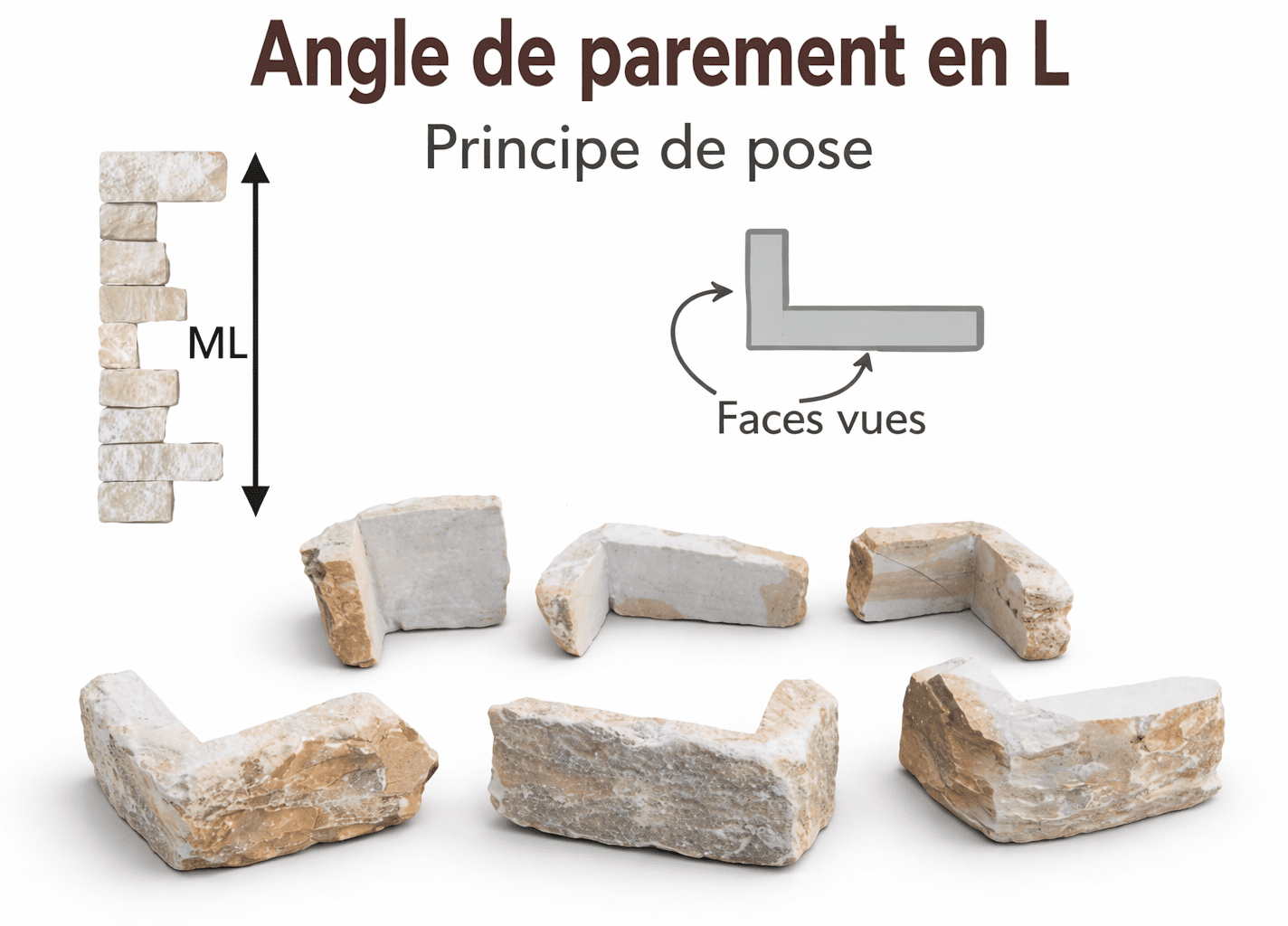 Parement d’Angle en Pierre Naturelle Face Naturelle (prix au ml ...